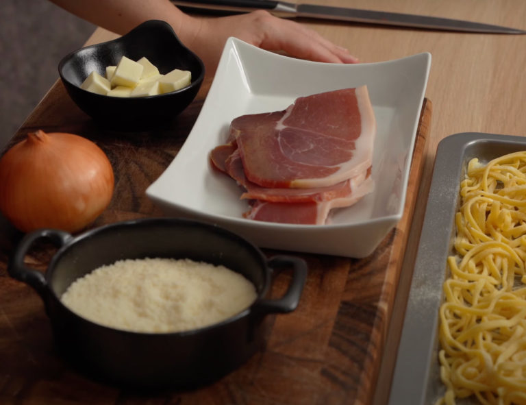Papalina Pasta | 'Carbonara' w/ Onions, Prosciutto and Parmigiano